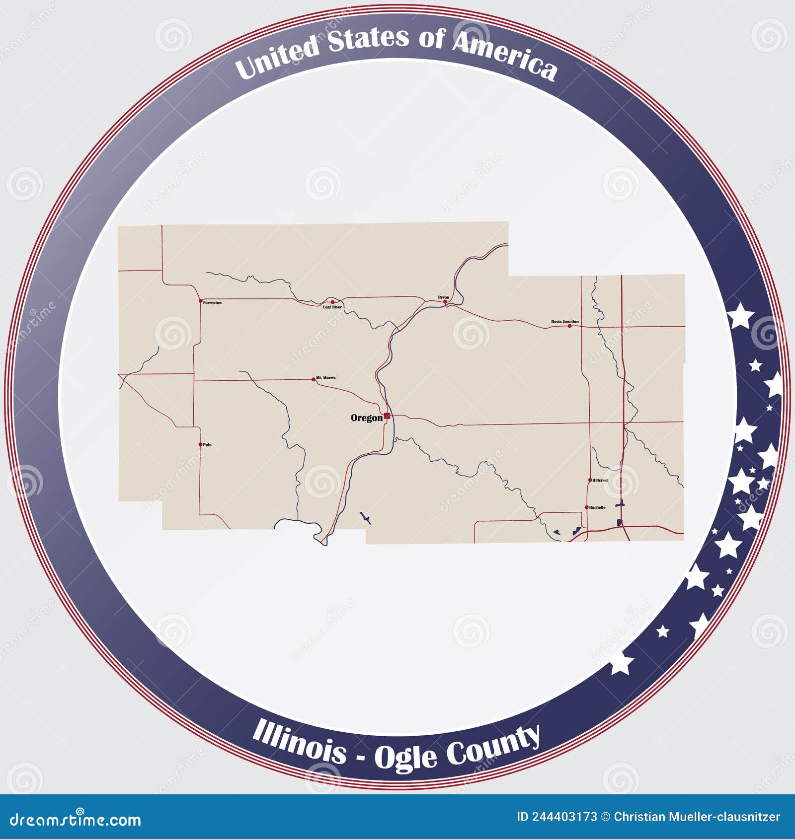 Map Of Ogle In Illinois Cartoon Vector | CartoonDealer.com #183823223