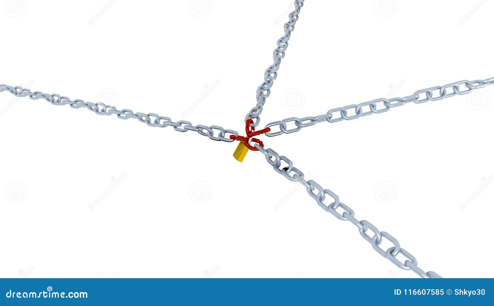 Large and Diagonal View of Four Long Chains with Four Red Link L Stock ...