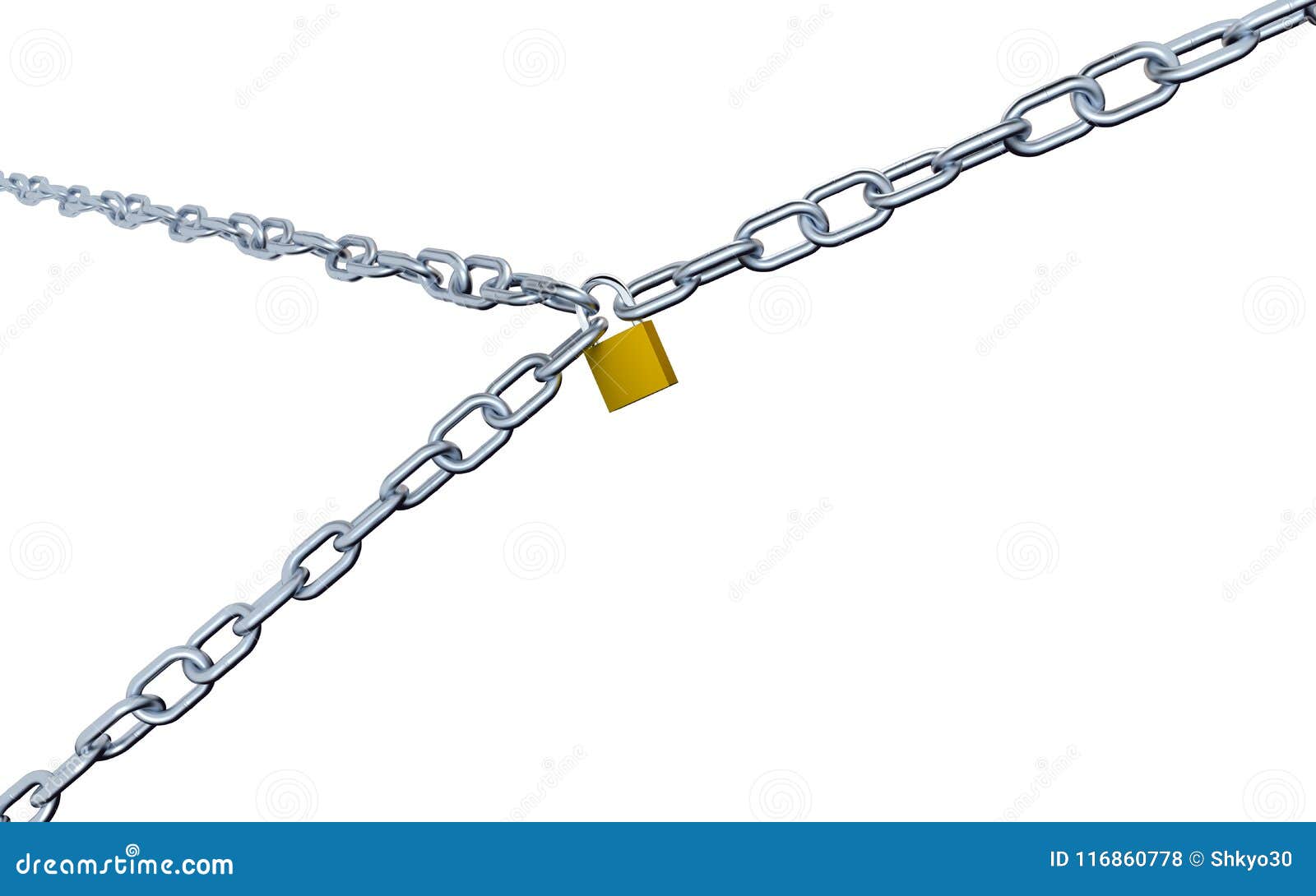 Large Diagonal View of Three Long Chains with Big Links Locked W Stock ...