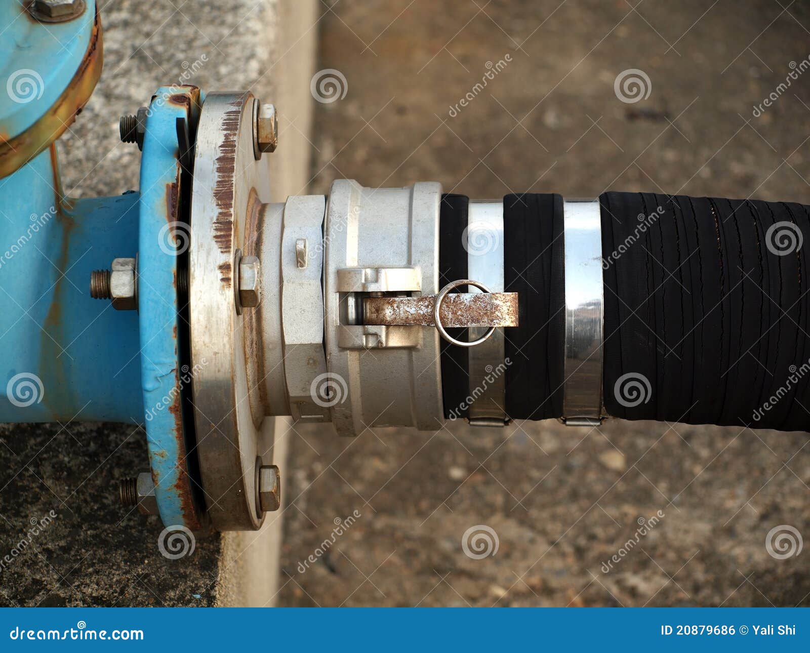 Fuel Hose Of Bunker Barge Attached To Crane And Connected To Container ...