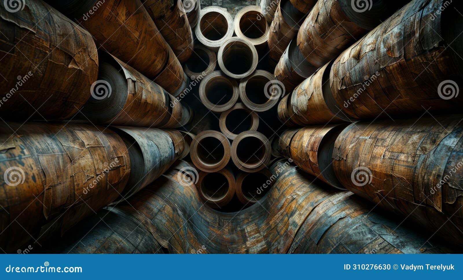 Large Diameter Pipes in Warehouse Stock Photo - Image of stack ...