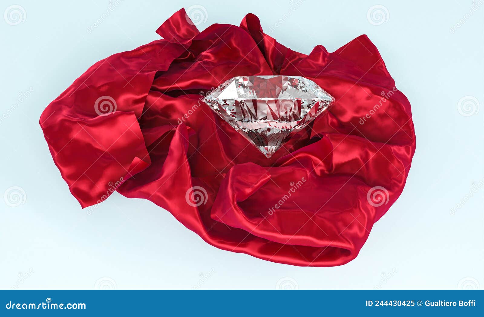 Large Diamond on Red Silk Cloth Stock Illustration - Illustration of ...