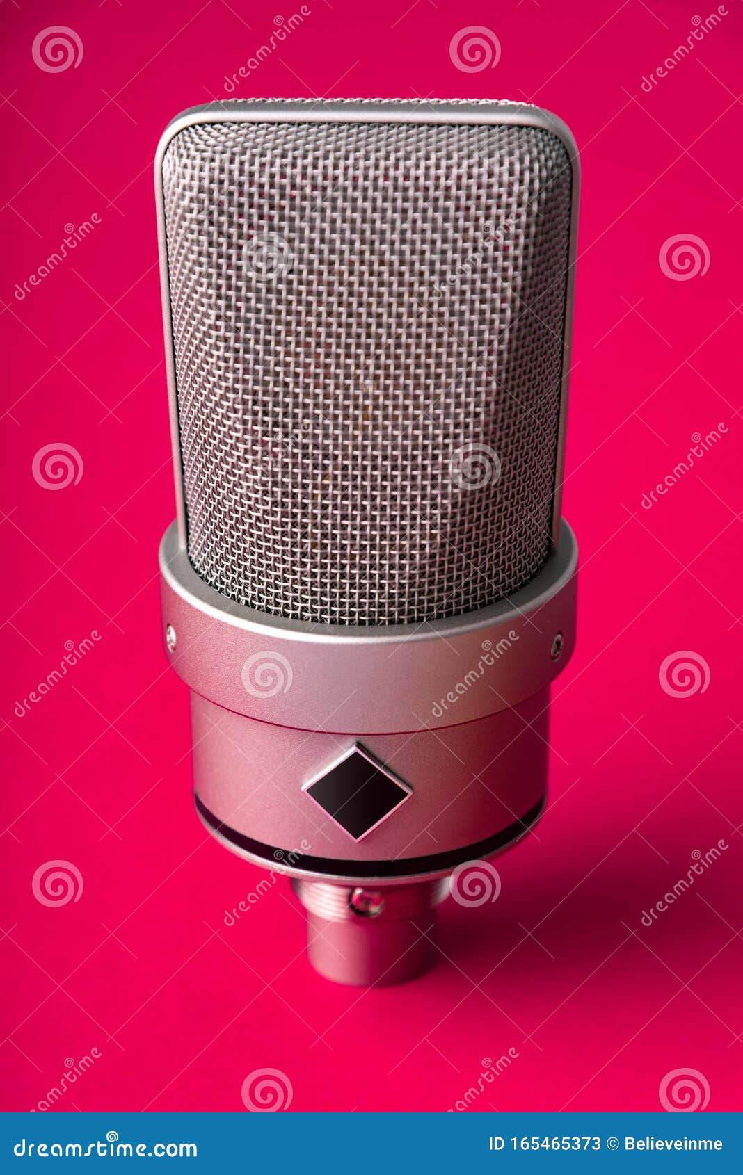 Large Diaphragm Condenser Studio Microphone. on a Red Background. Stock ...