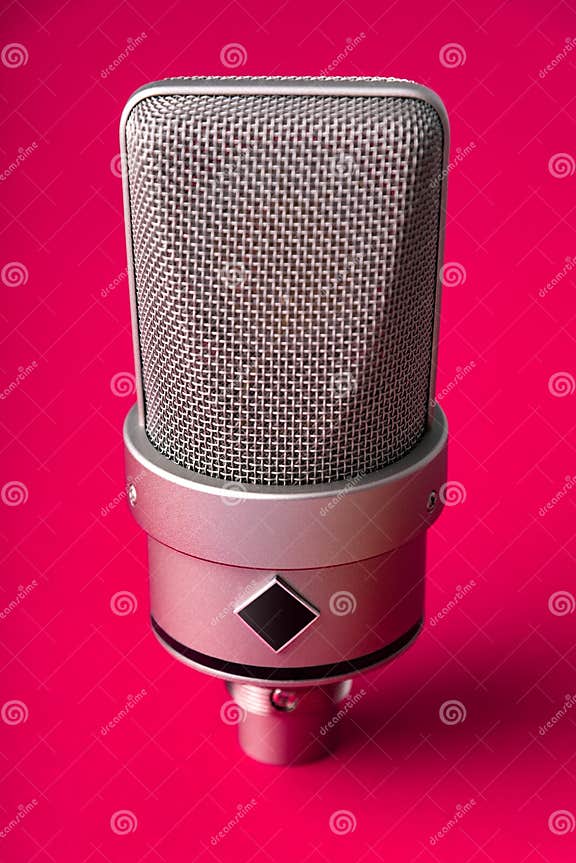 Large Diaphragm Condenser Studio Microphone. on a Red Background. Stock ...
