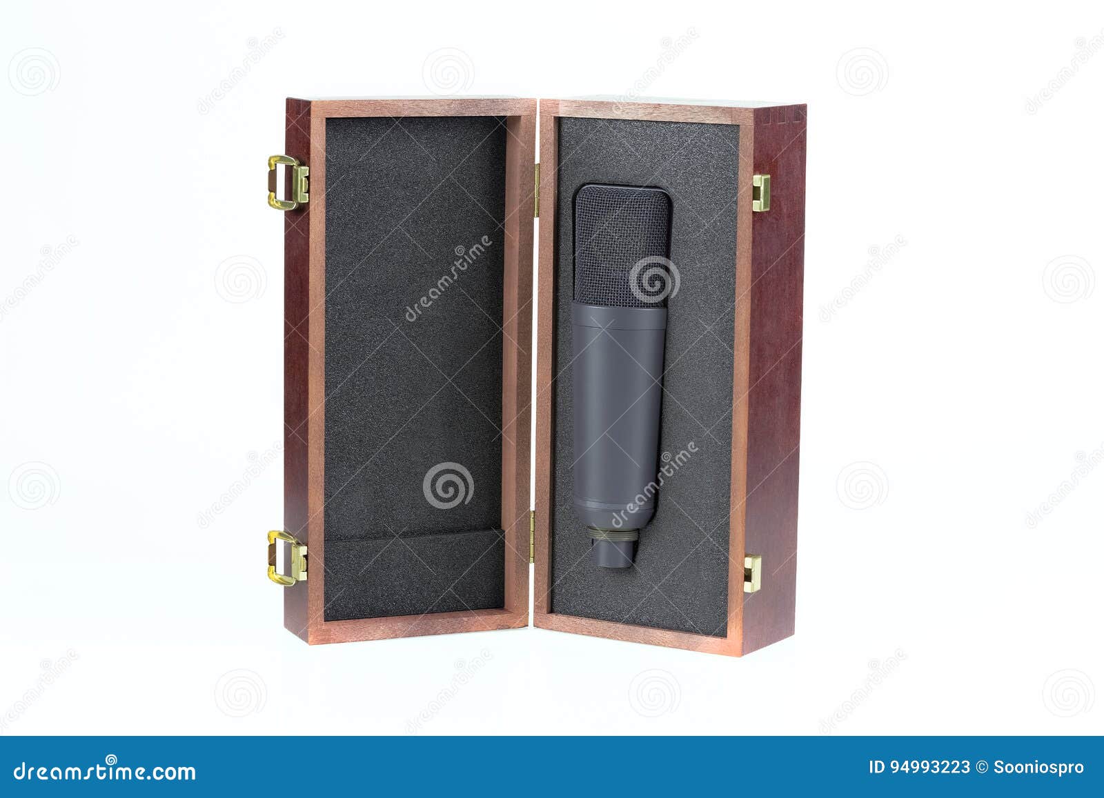 Large Diaphragm Microphone in a Wooden Box Stock Image - Image of ...