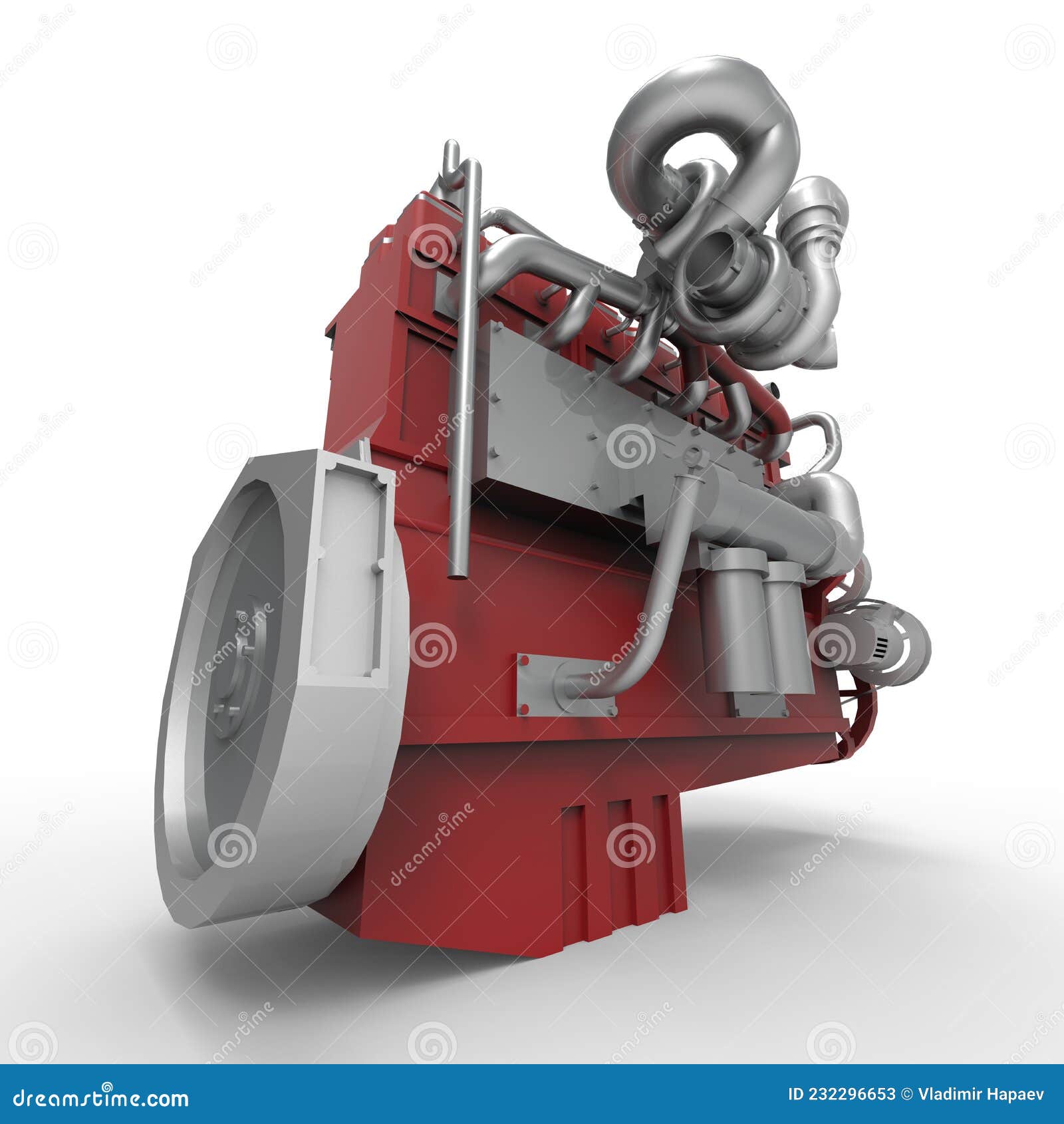 Large Diesel Engine Isolated on a White Background. 3d Illustration ...
