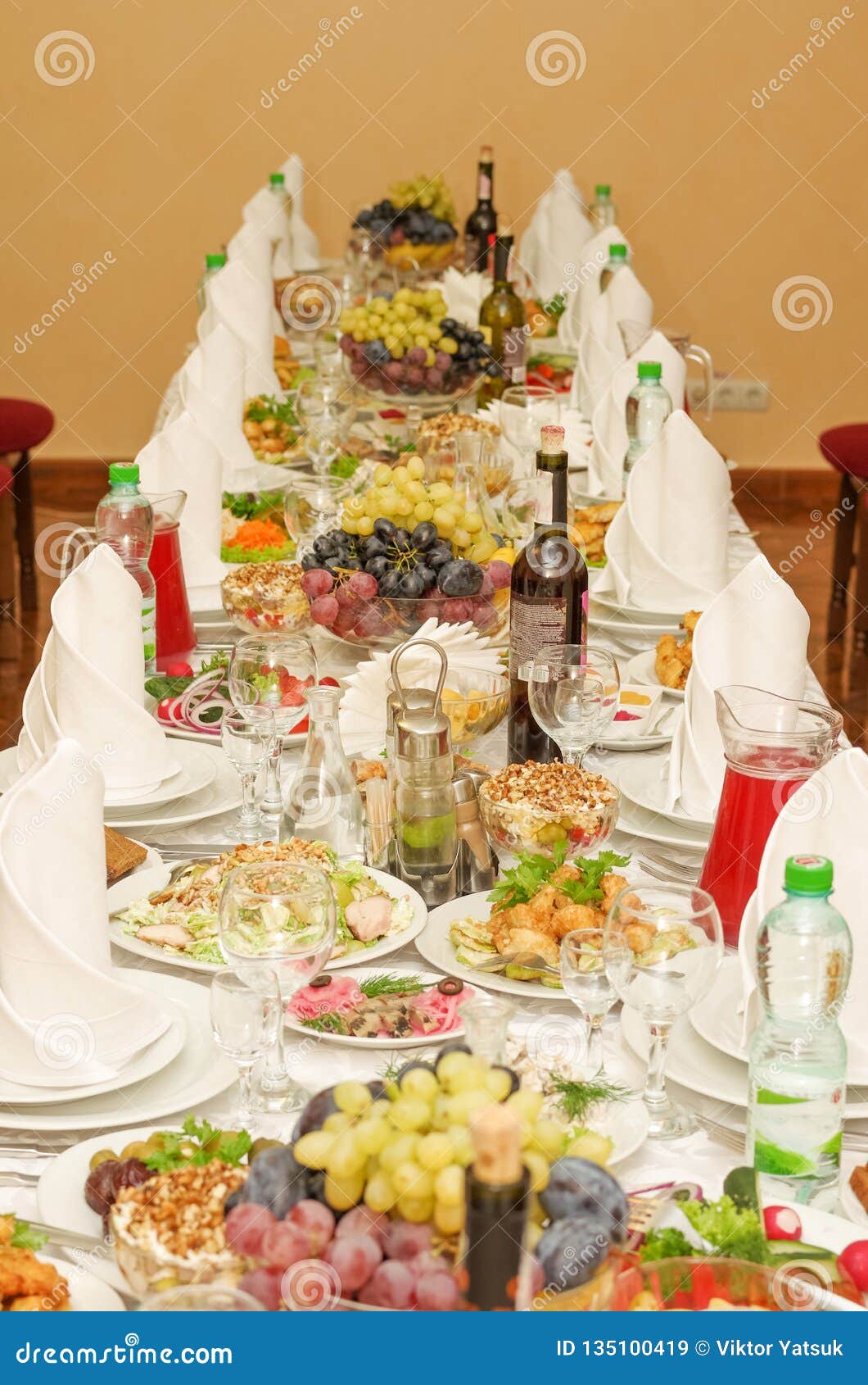 Large Dining Table. Long Dining Table Stock Image - Image of happiness ...