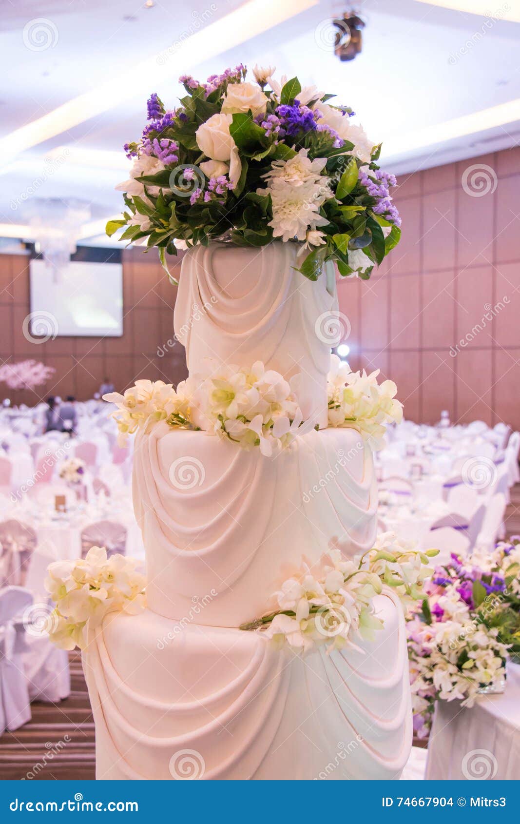 Large Dining Table Set for Wedding with Background Stock Photo - Image ...