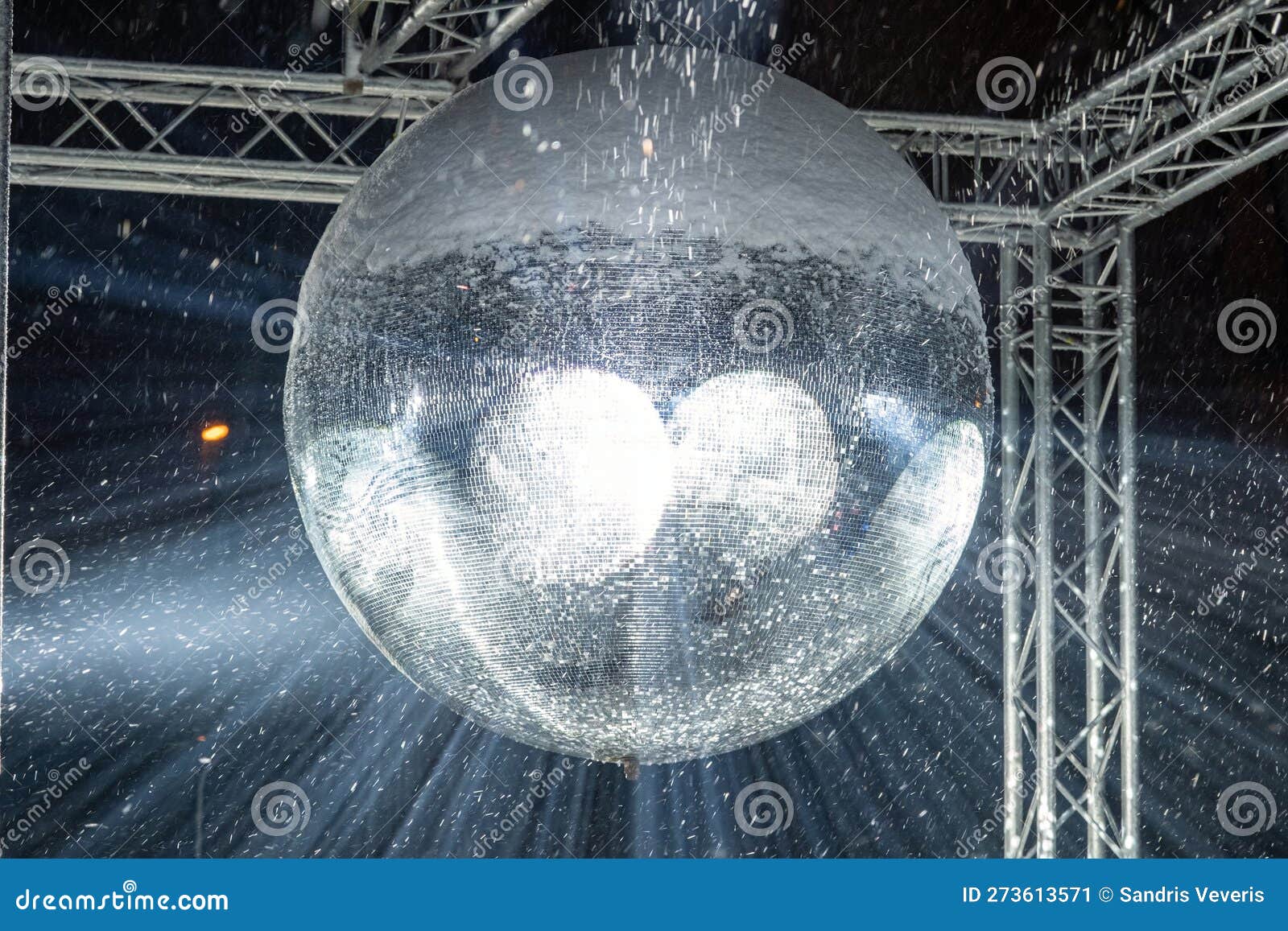 A Large Disc Ball that Reflects Blue Light. Disco Symbol Stock Image ...