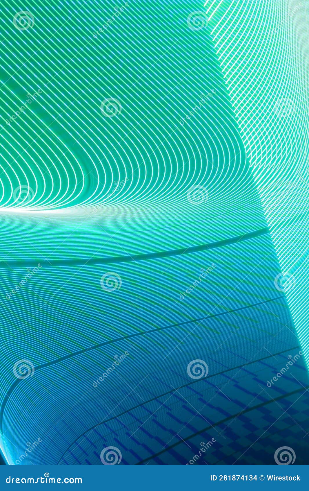 Large Display Featuring a Pattern of Turquoise Lights Radiating Outward ...