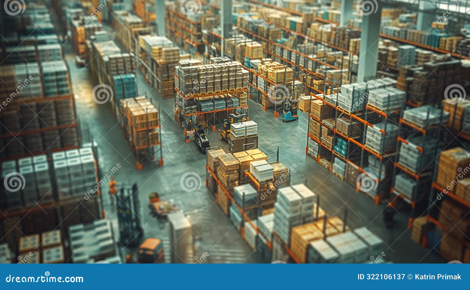 Large Distribution Warehouse, Complex Layout of Aisles, Shelves and ...