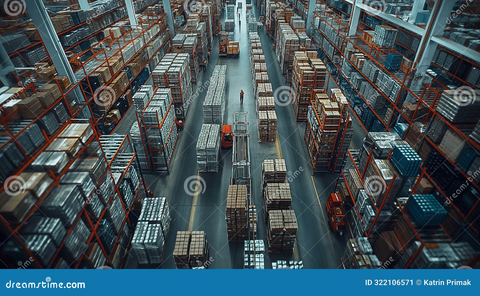 Large Distribution Warehouse, Complex Layout of Aisles, Shelves and ...