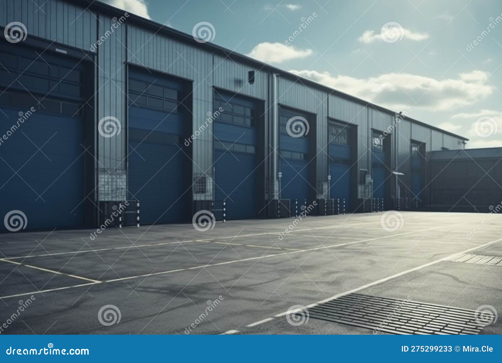 Large Distribution Warehouse with Doors for Goods Loading, Created with ...