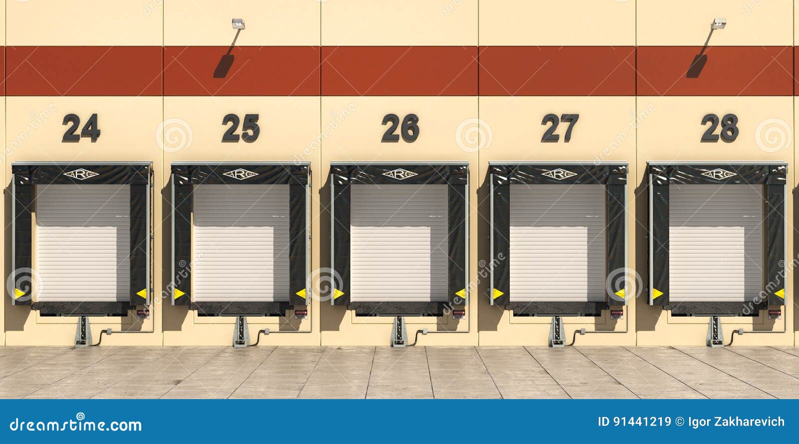 A Large Distribution Warehouse With Gates Royalty-Free Illustration ...