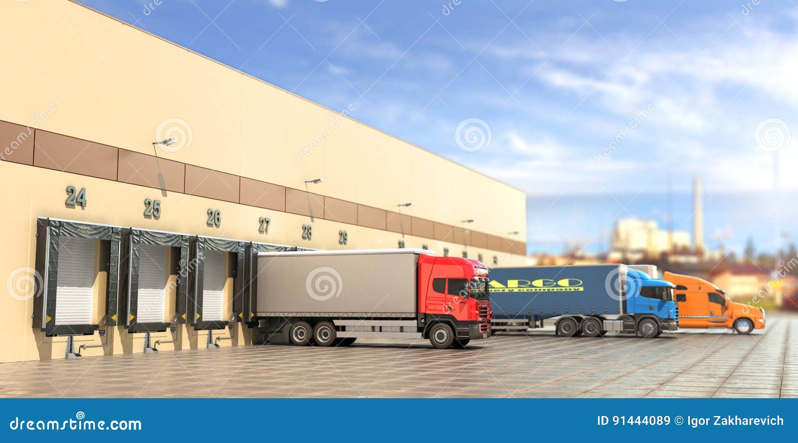 A Large Distribution Warehouse with Gates Stock Illustration ...