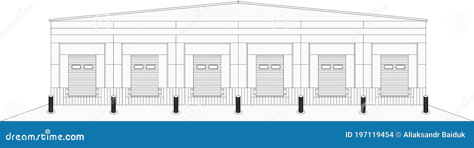 A Large Distribution Warehouse With Gates Royalty-Free Illustration ...
