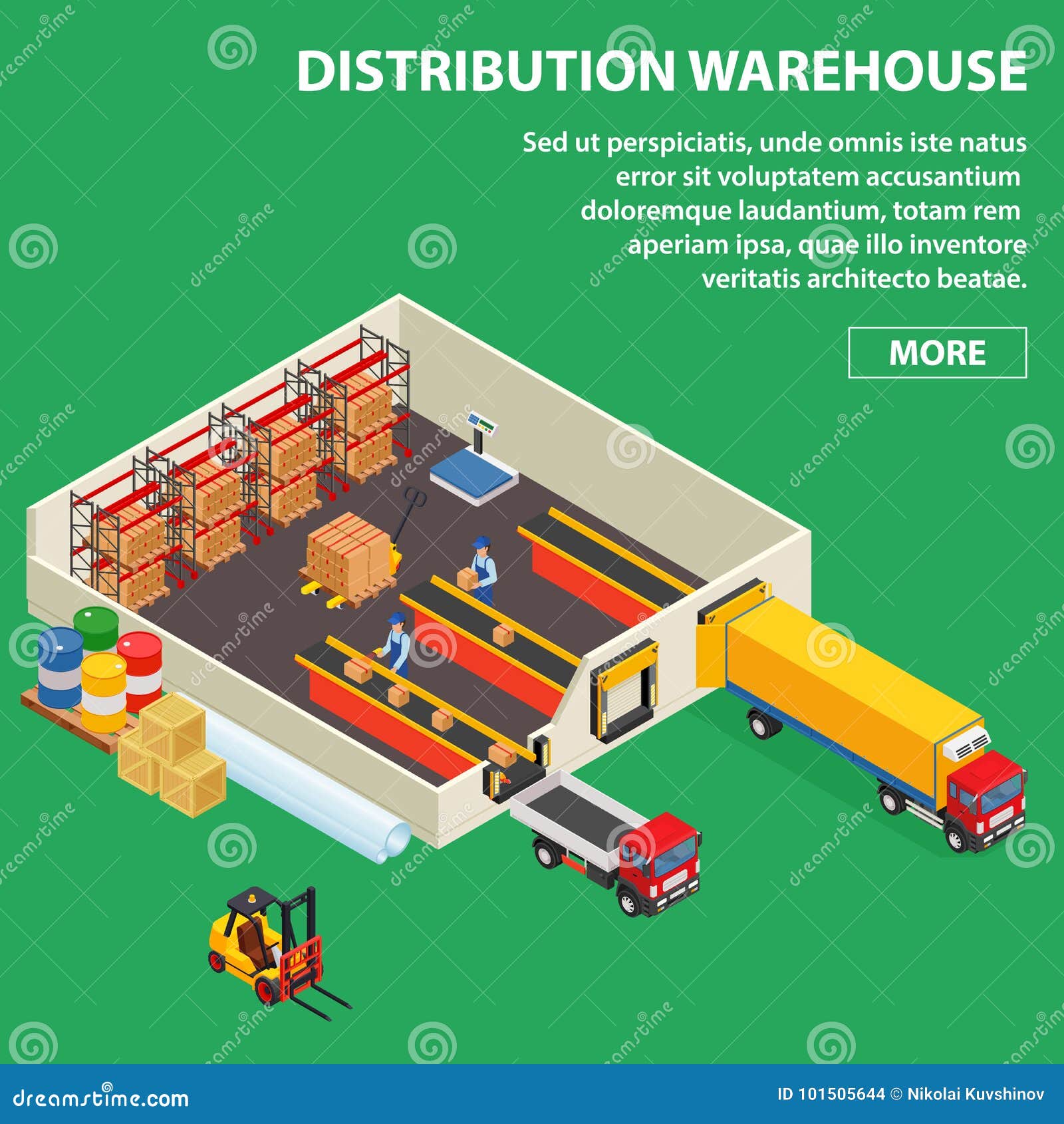 A Large Distribution Warehouse With Gates Royalty-Free Illustration ...
