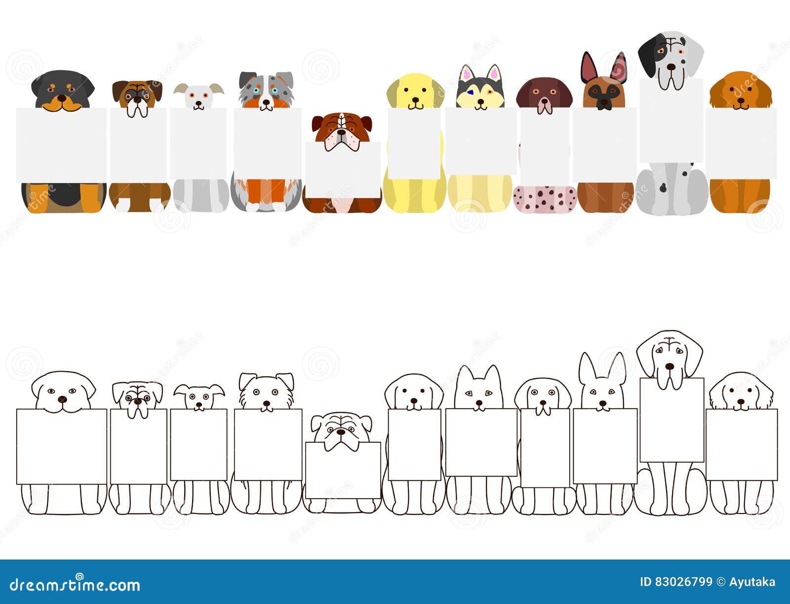 Large Dogs Border Set, with Small Blank Card Stock Vector ...