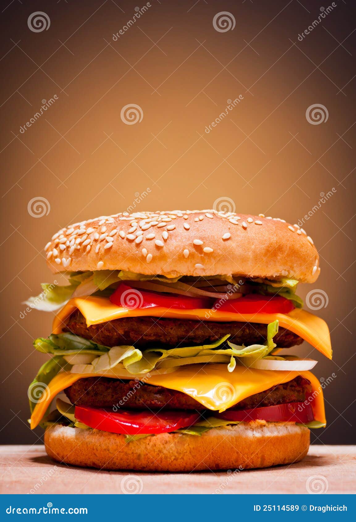 Large double burger stock image. Image of cheese, hamburger - 25114589