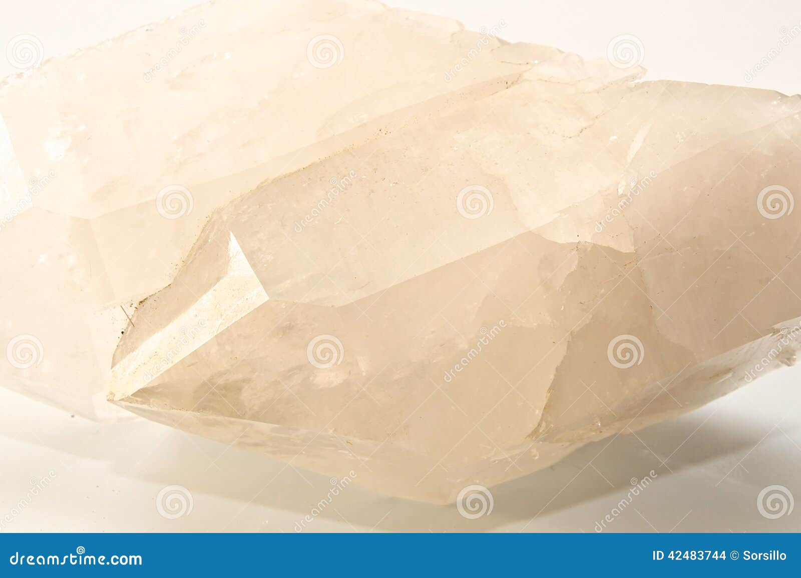 Large Double Pointed Clear Quartz Crystal Over White Stock Photo ...
