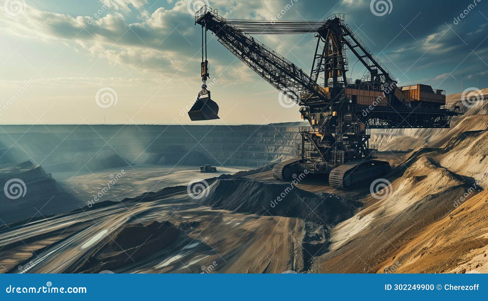 Large Dragline Excavator in Quarry Stock Illustration - Illustration of ...
