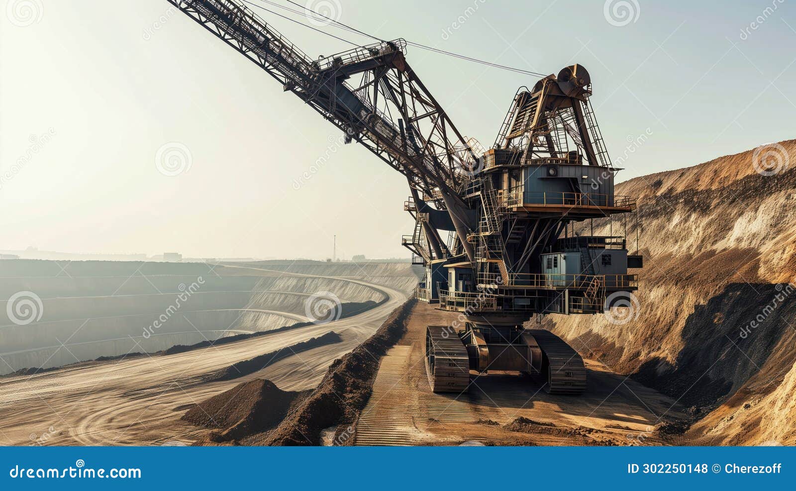 Large Dragline Excavator in Quarry Stock Illustration - Illustration of ...