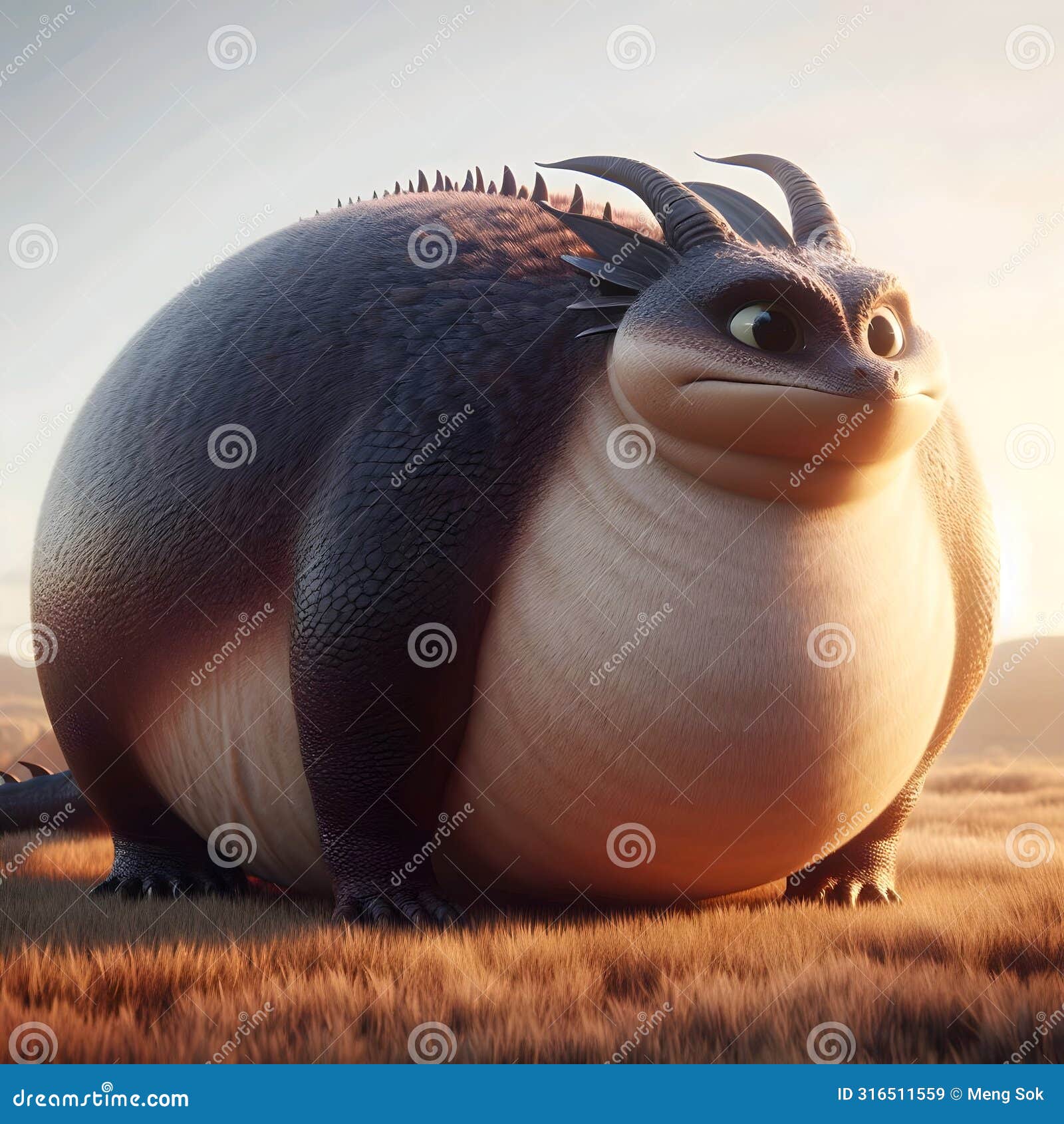 A Large Dragon that is Standing in the Grass. Cute Dragon Stock ...