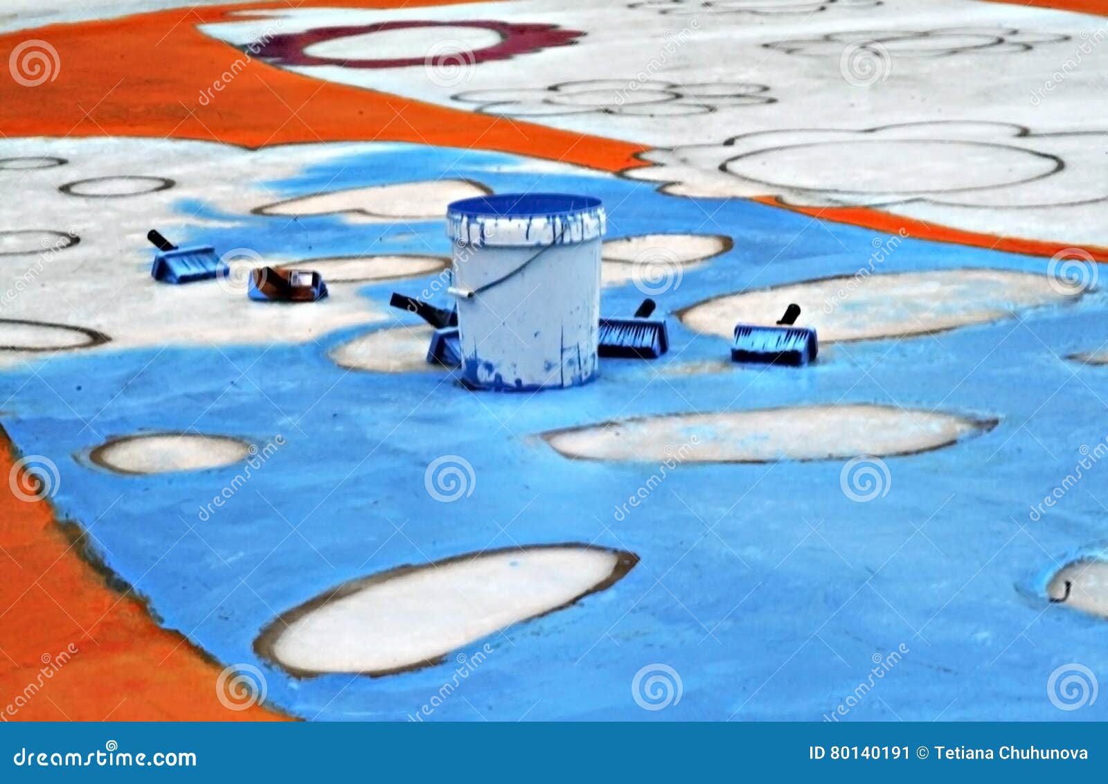 Large Drawing of on the Pavement a Paintbrush Stock Illustration ...