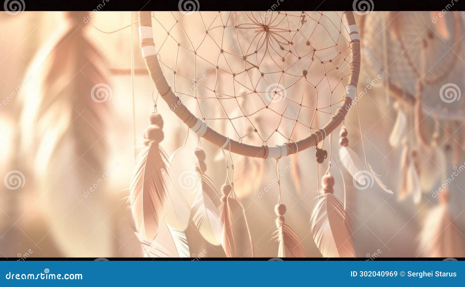 A Large Dream Catcher with Feathers Hanging from it, AI Stock ...