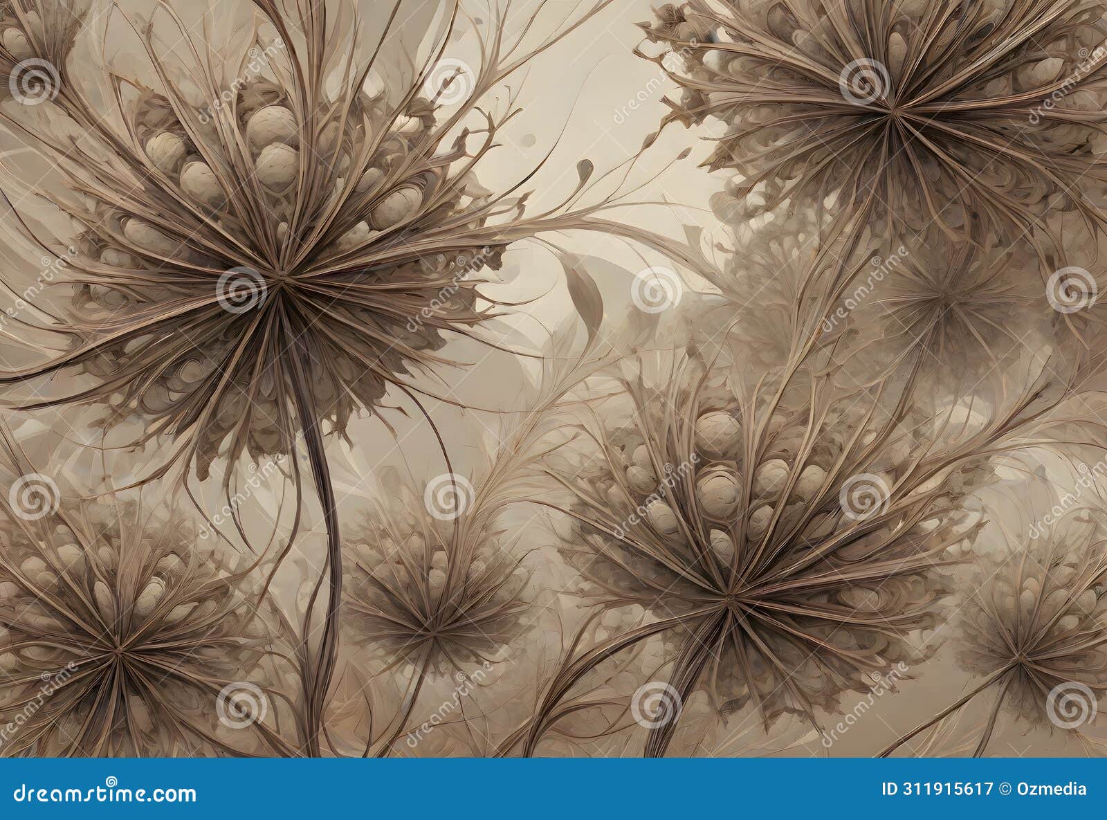 Large Dried Flower Head with Radiating Lines, Generative AI Stock ...