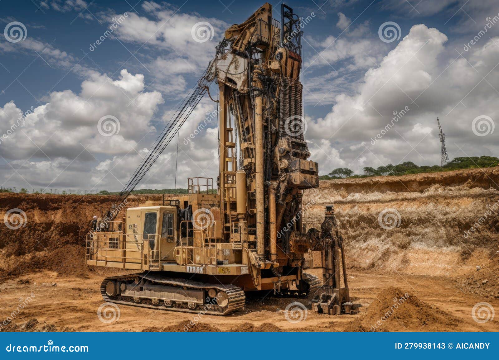 Large Drilling Rig in a Mining Site Extracting Minerals from the Earth ...