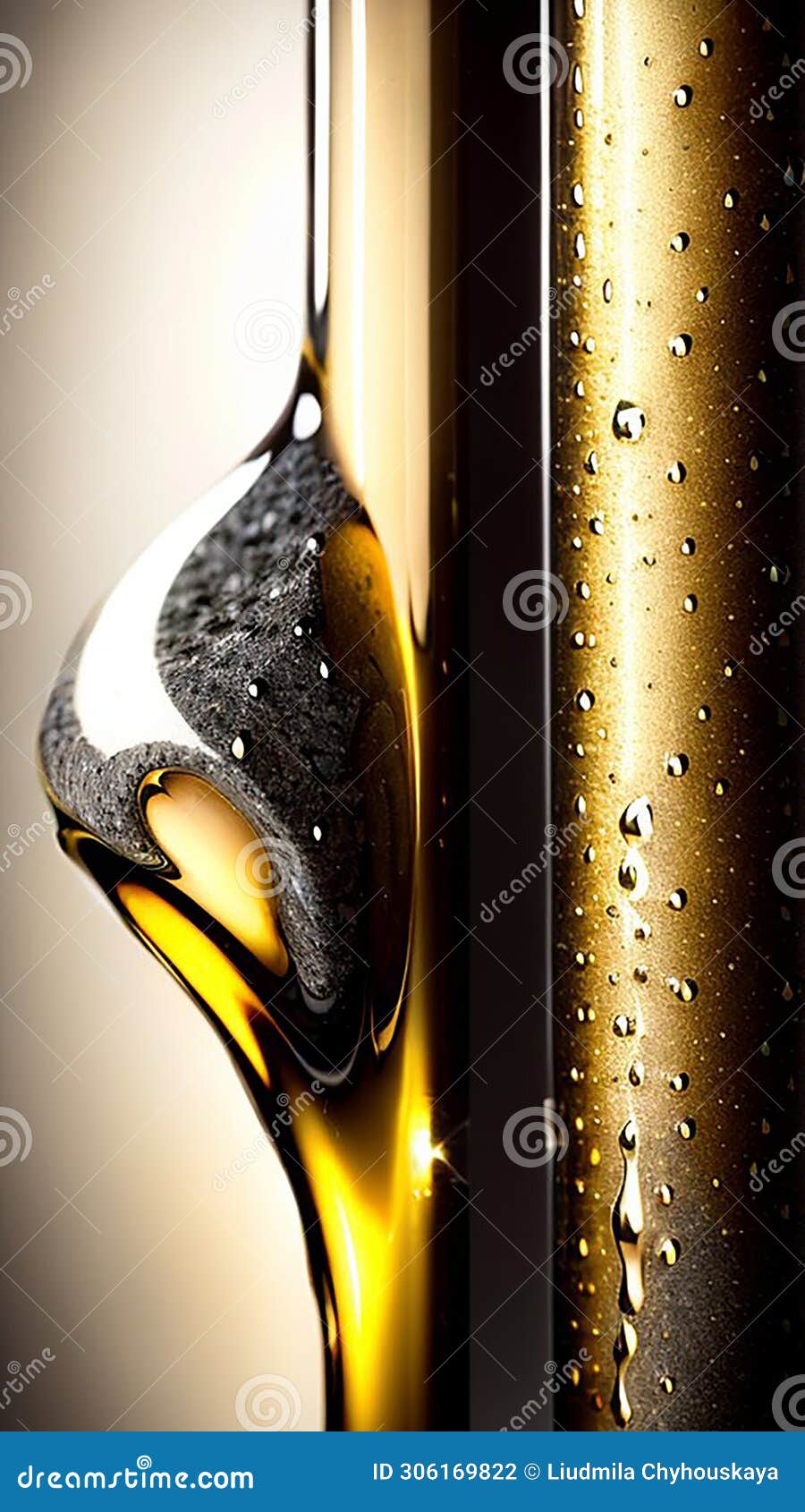 A Large Drop of Molten Liquid Gold Flows Down the Wall. Wallpaper ...