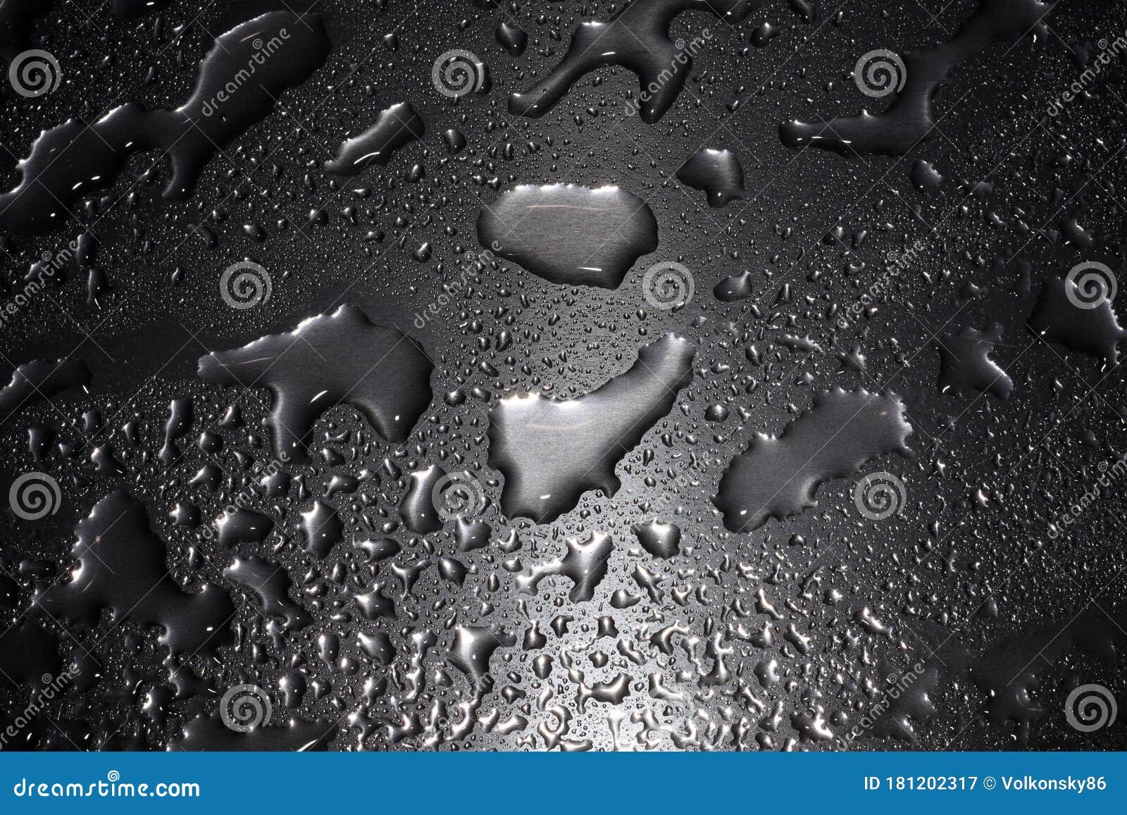 Large Droplets of Different Sizes on a Metal Surface. Stock Image ...