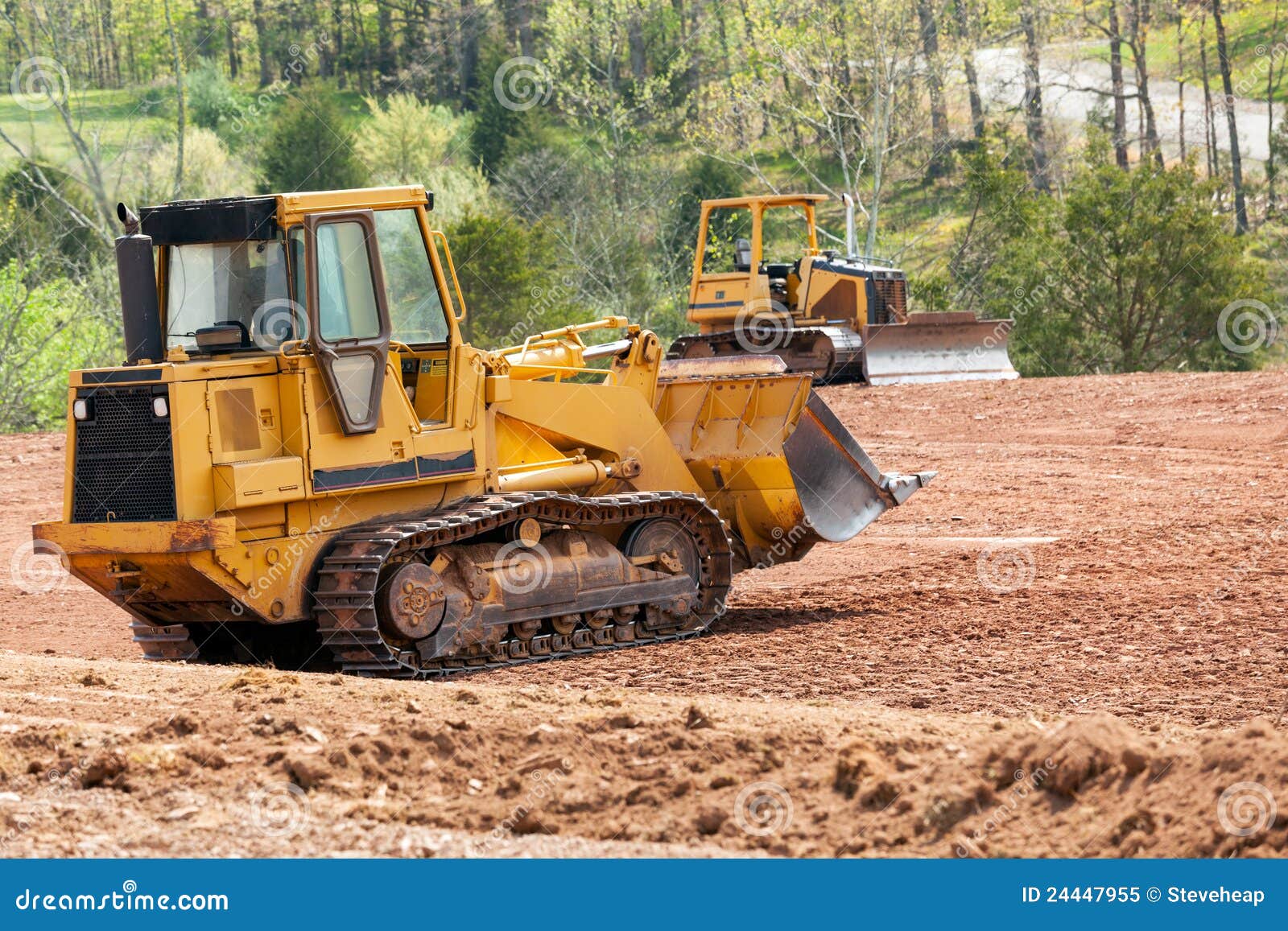 Large Earth Mover Digger Clearing Land Stock Image - Image of equipment ...