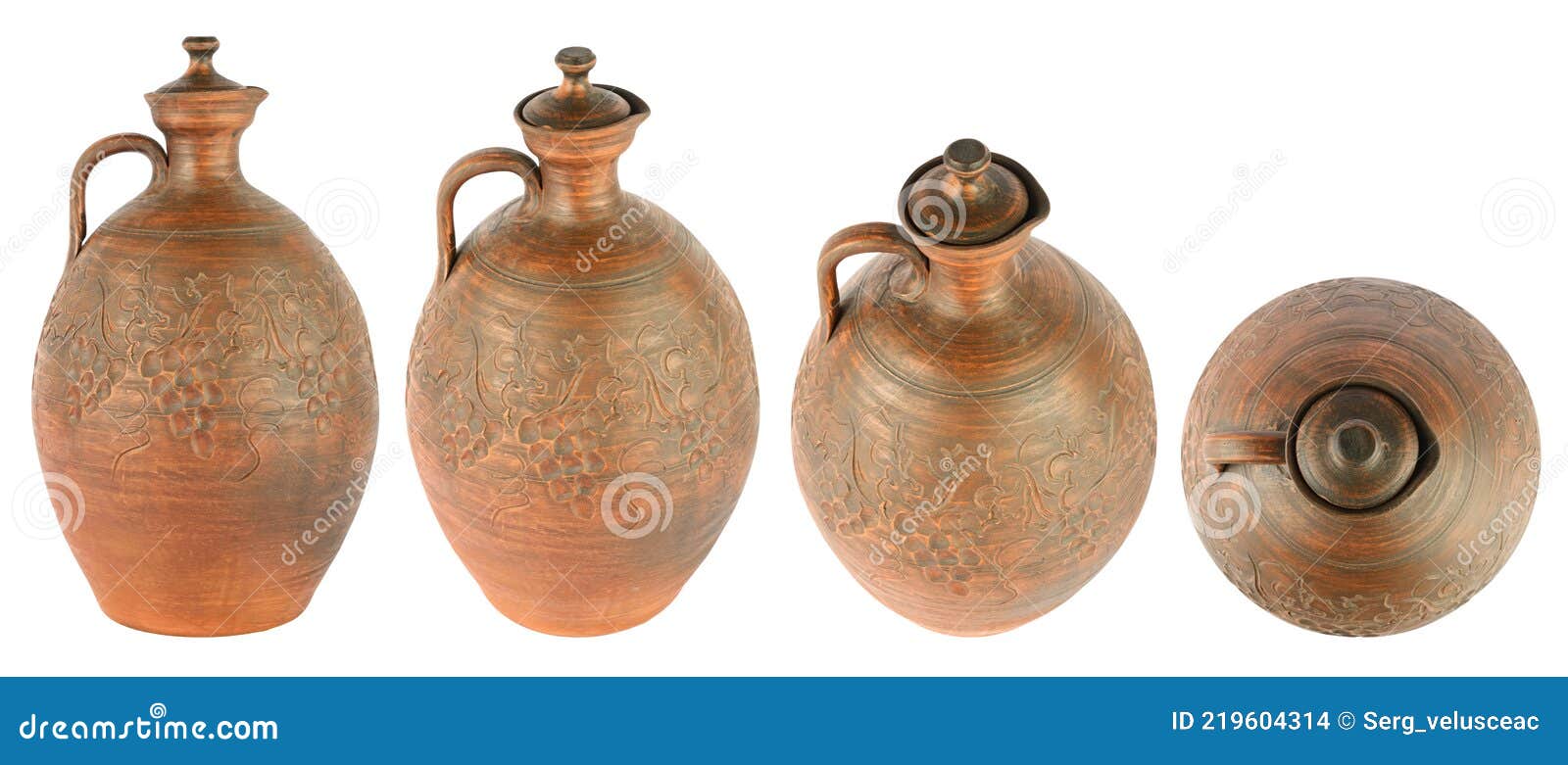 Large Earthenware Jug with a Lid from Different Angles Isolated on ...