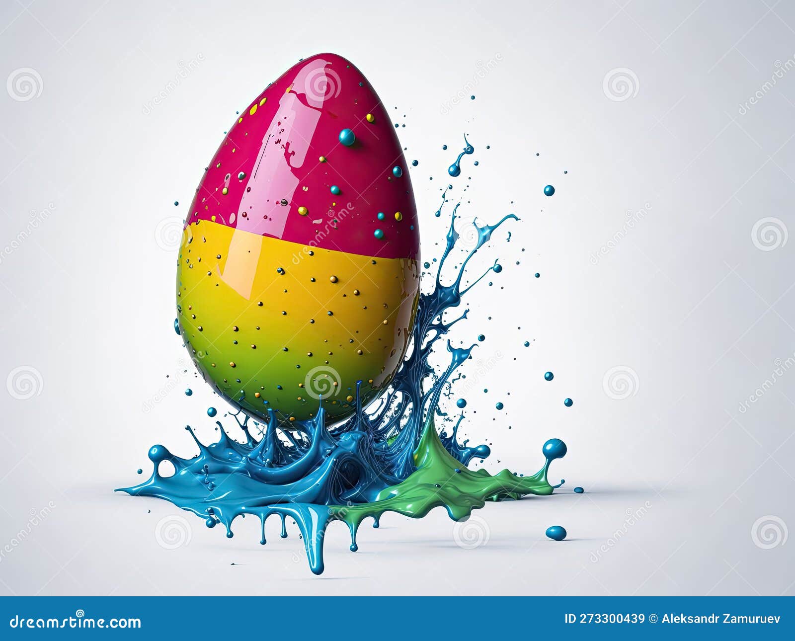 Large Easter Colorful Egg Falling Down in Color Splash Puddle, Easter ...