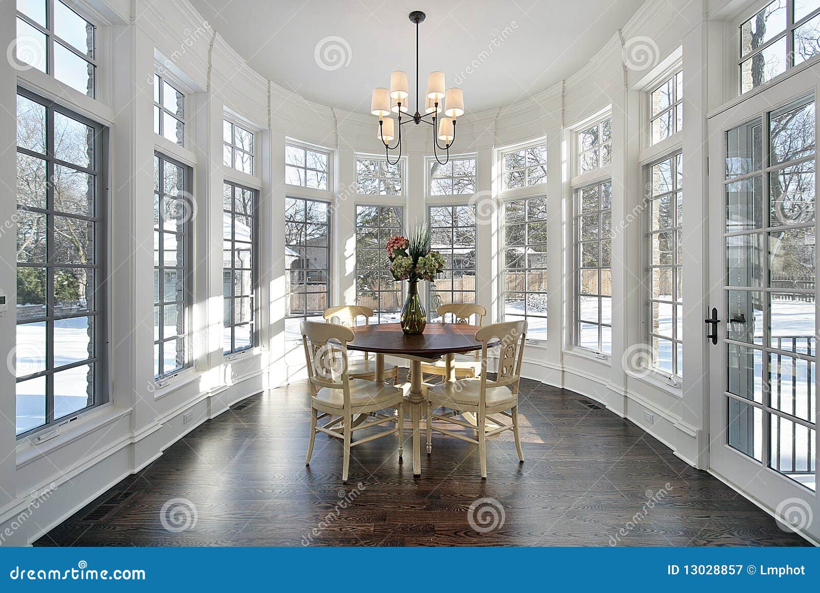 Large Eating Area with Wall of Windows Stock Image - Image of family ...