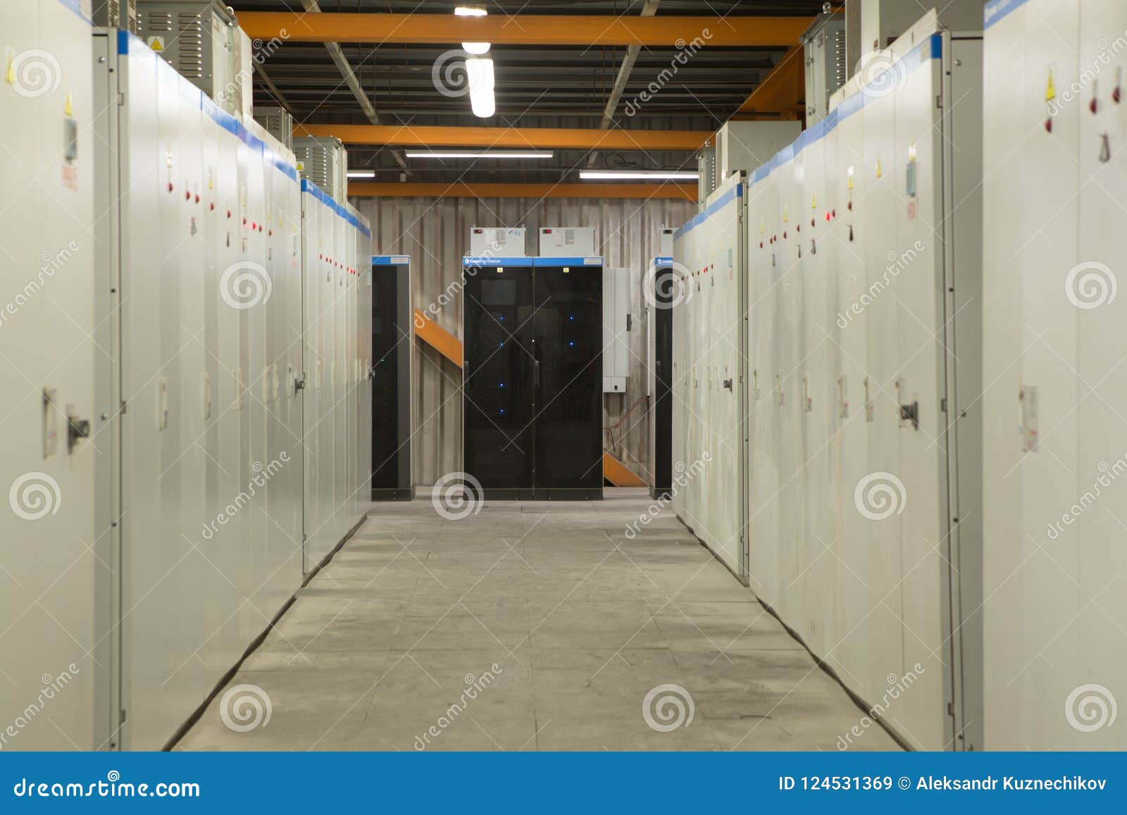Large Electrical Room. Control Room of a Extra Large Cargo Ship Stock ...