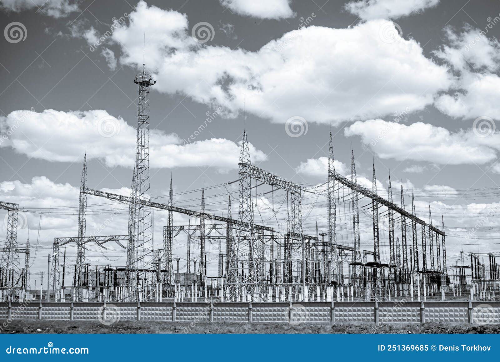 Large Electrical Substation in the Desert Against the Blue Sky Stock ...
