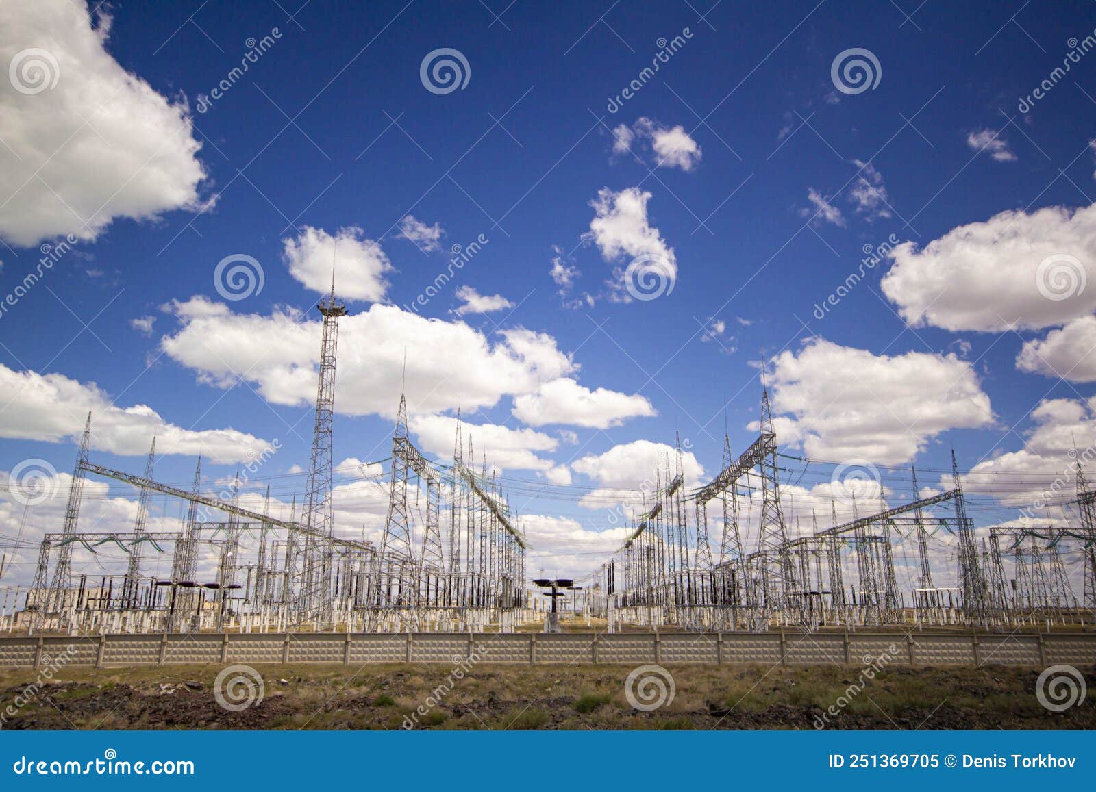 Large Electrical Substation in the Desert Against the Blue Sky Stock ...