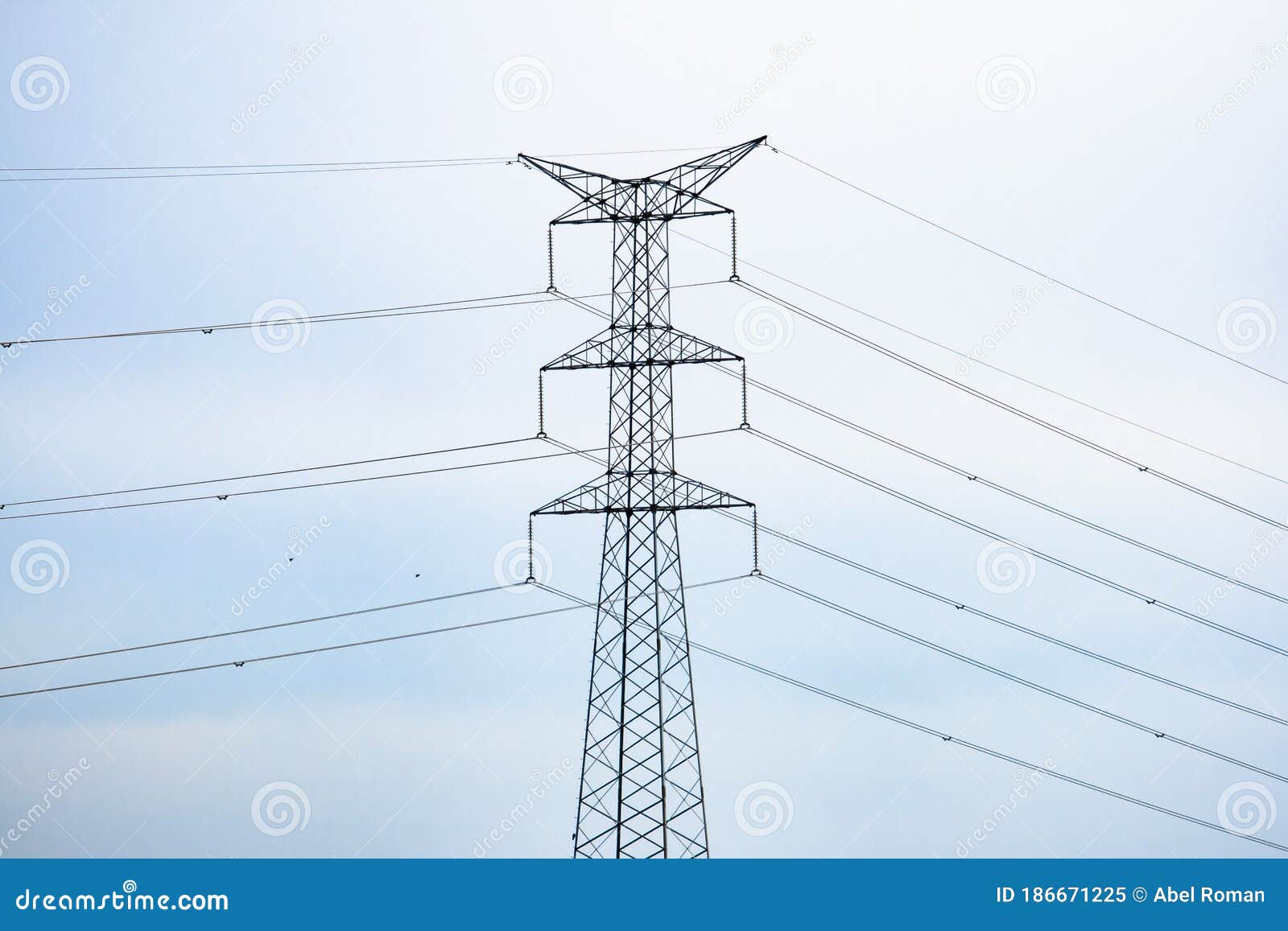 Large Electrical Tower Connected by Cables Stock Image - Image of ...