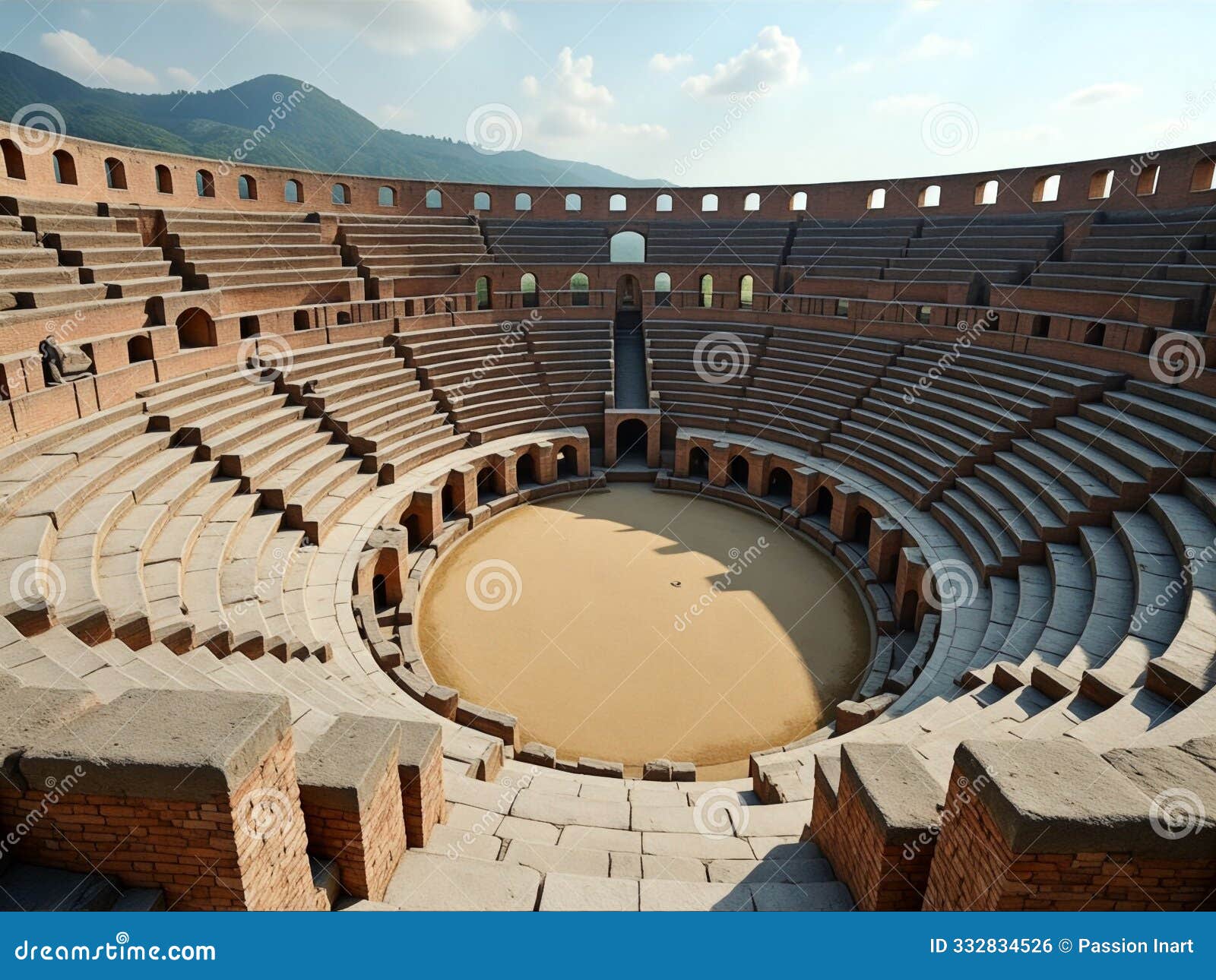 A Large of Empty Amphitheater with a Circular Stage in the Center Stock ...