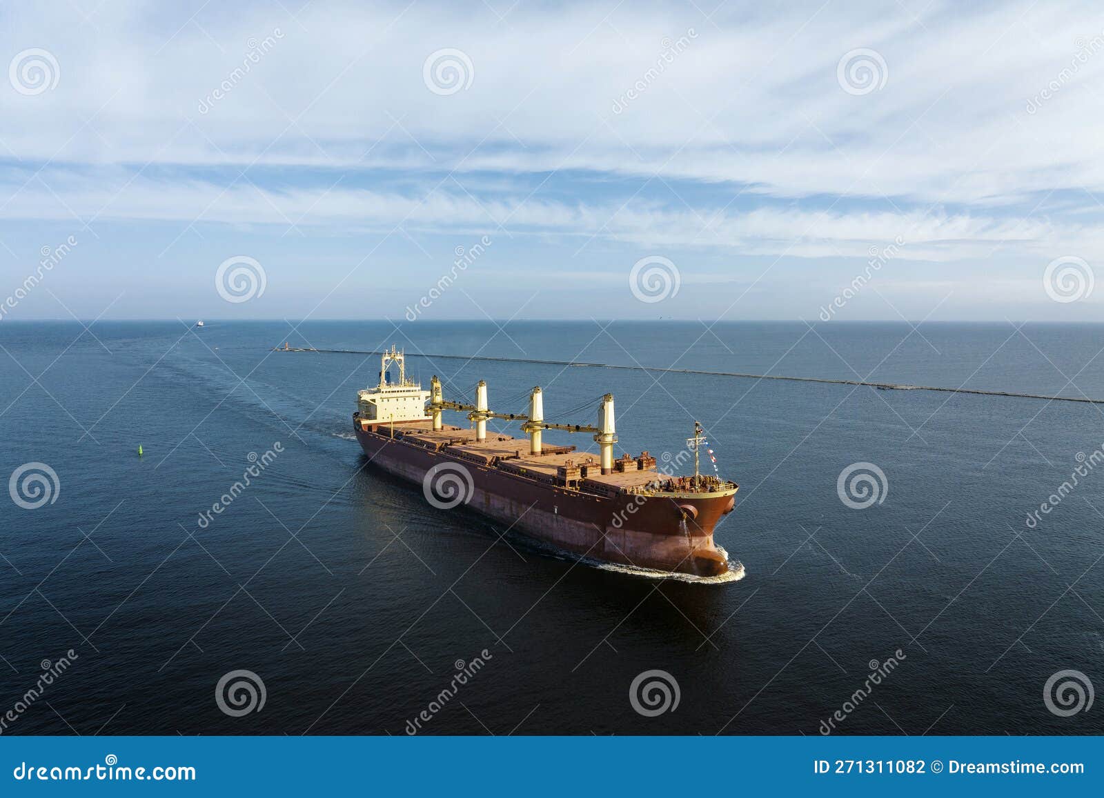 Large Empty Cargo Ship in the Sea Stock Photo - Image of loading, port ...