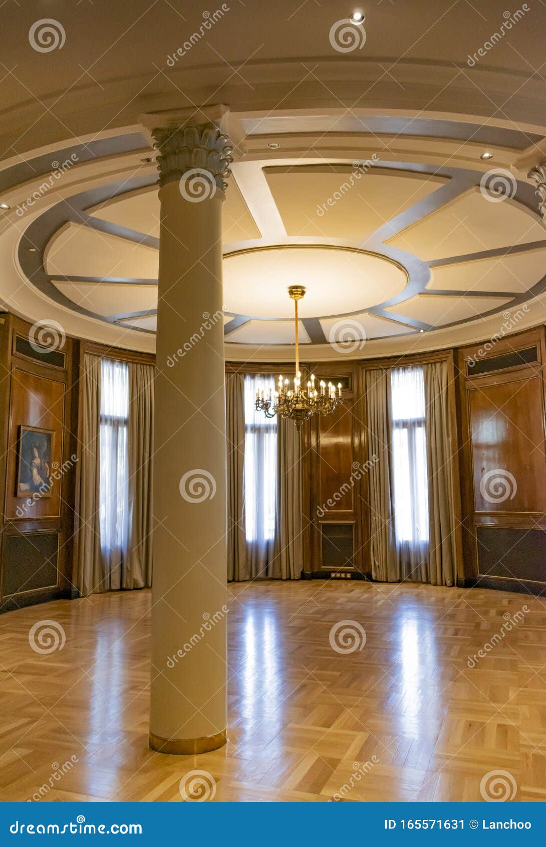 Large Empty Circular Ballroom. Illuminated, Spacious and Pristine ...