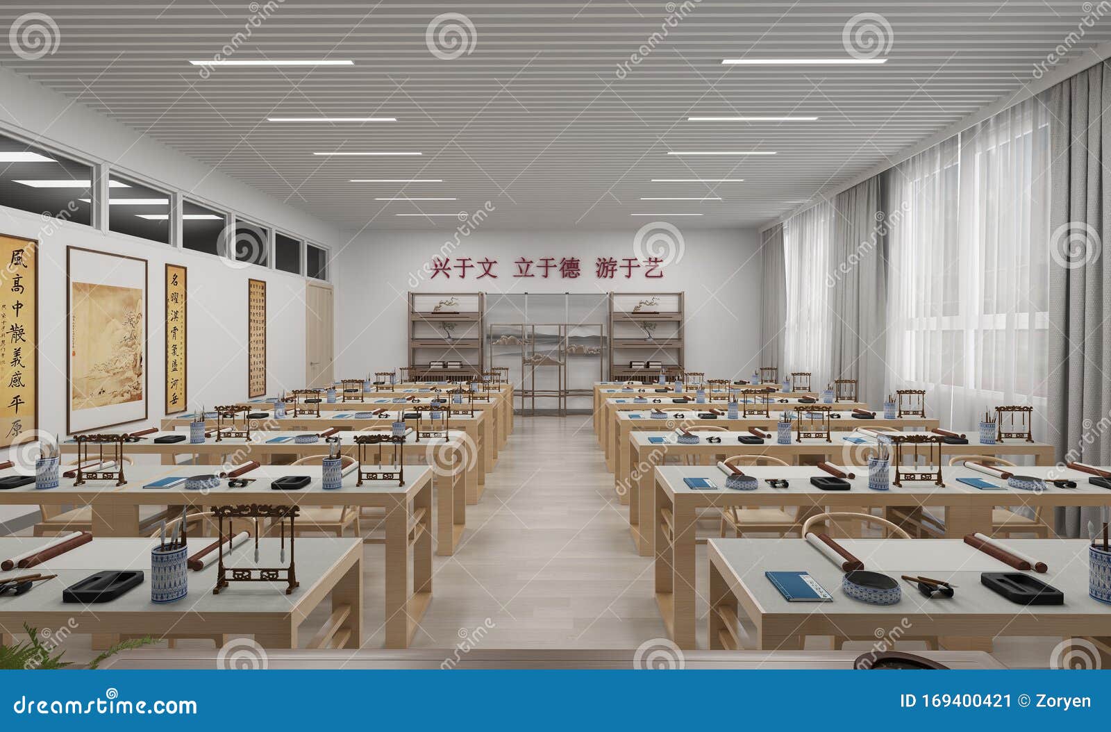Large empty classroom stock image. Image of desks, seating - 169400421