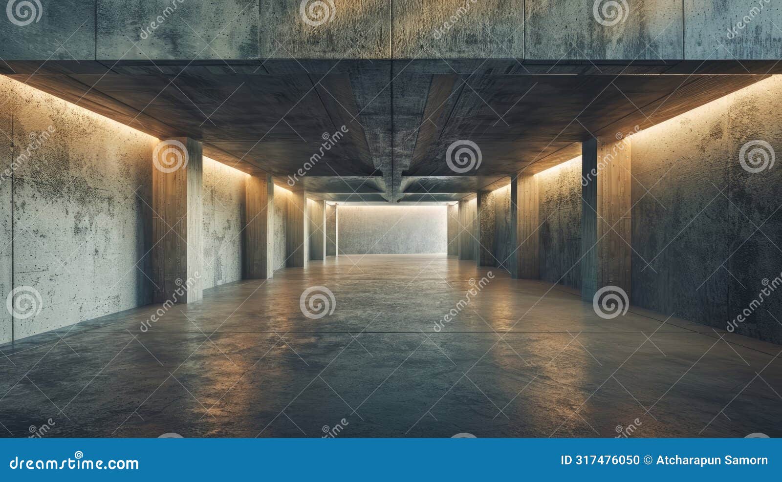 A Large and Empty Concrete Underground Storage Room, Interior Structure ...
