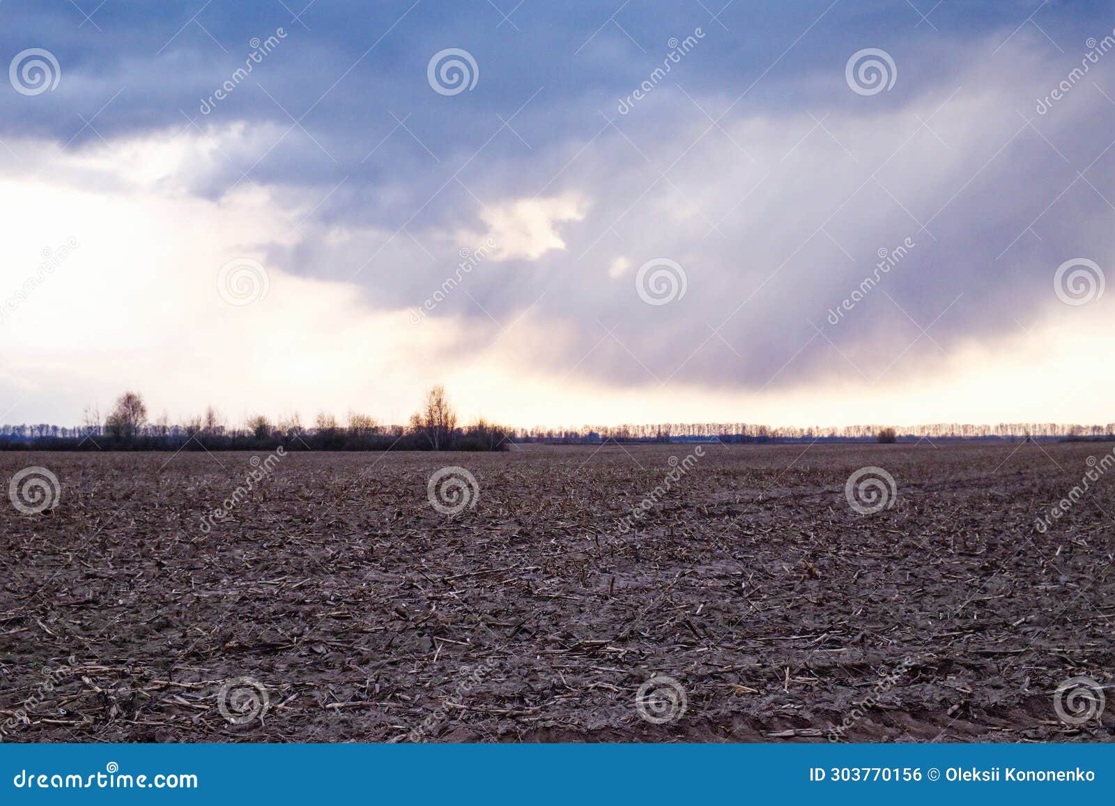 A Large Empty Field with Overcast Skies Stock Photo - Image of spacious ...