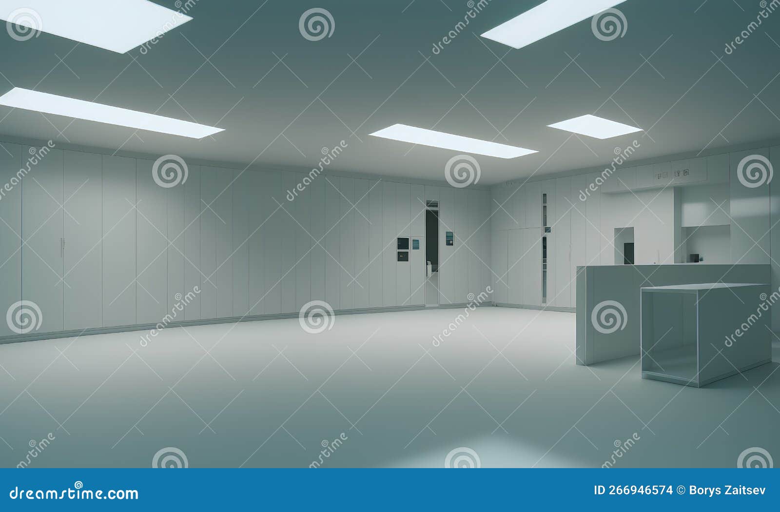 A Large Empty Gray Room, Generated by Artificial Intelligence Stock ...