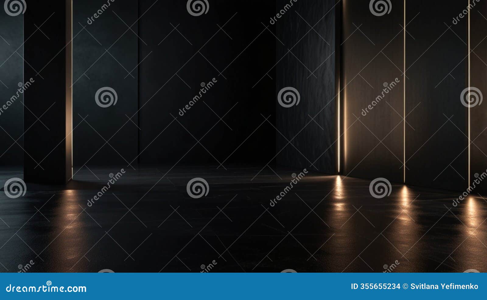 A Large Empty Hall with Dark Walls. Stock Illustration - Illustration ...
