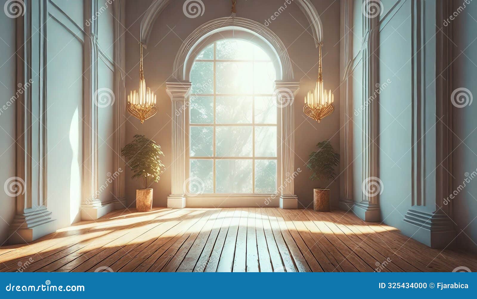 Large Empty Hall with Windows and Doors Stock Illustration ...